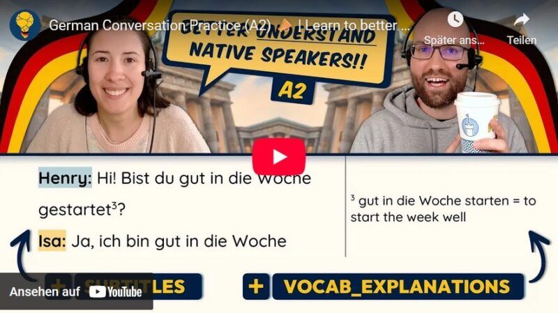German Conversation Practice (A2)📣| Better understand Native Speakers